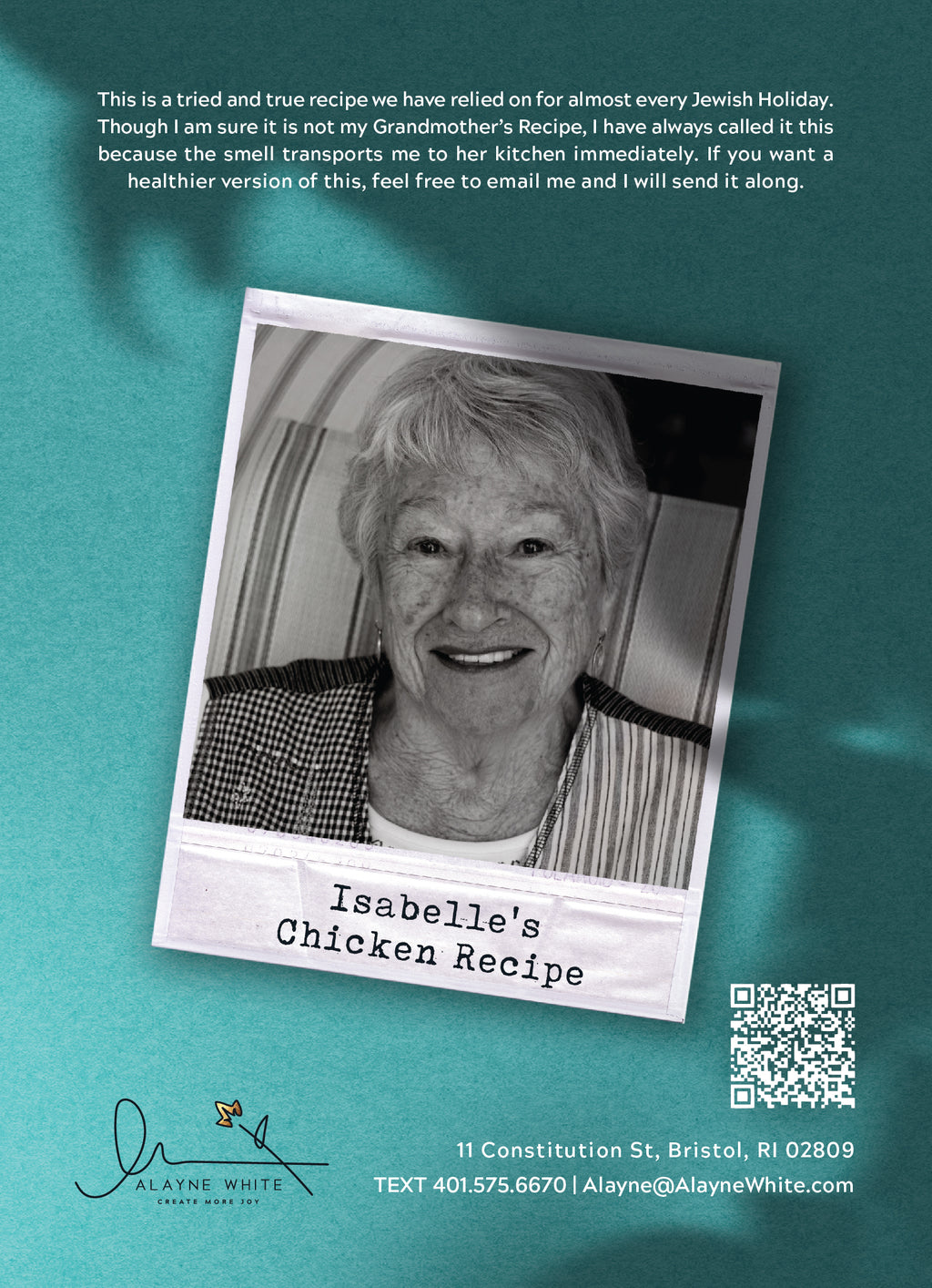 Recipe card Isabelle's Chicken – Alayne White